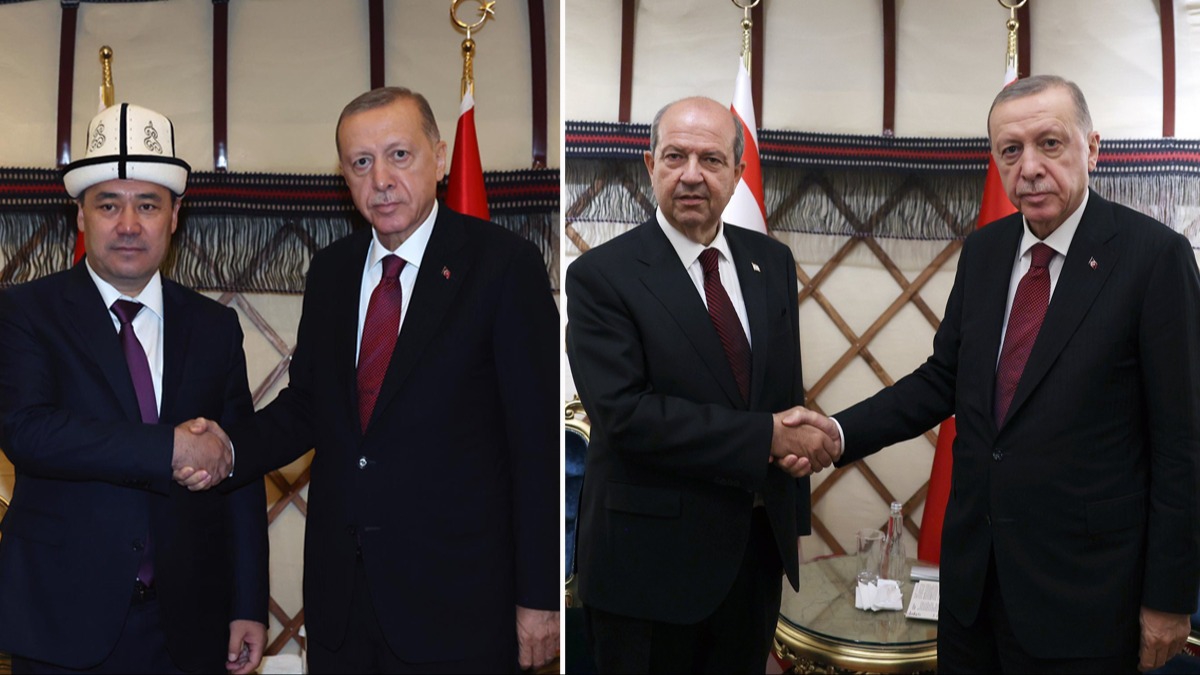 Cumhurbaşkanı Erdoğan, Sadır Caparov ve Ersin Tatar ile görüştü